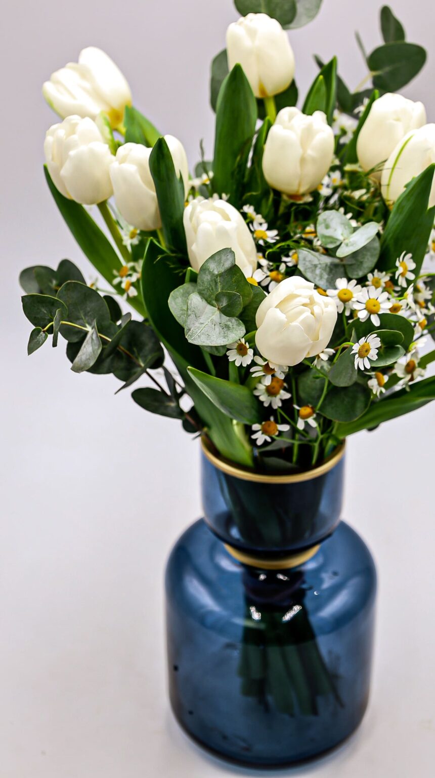Bouquet tulipes fraîches blanches