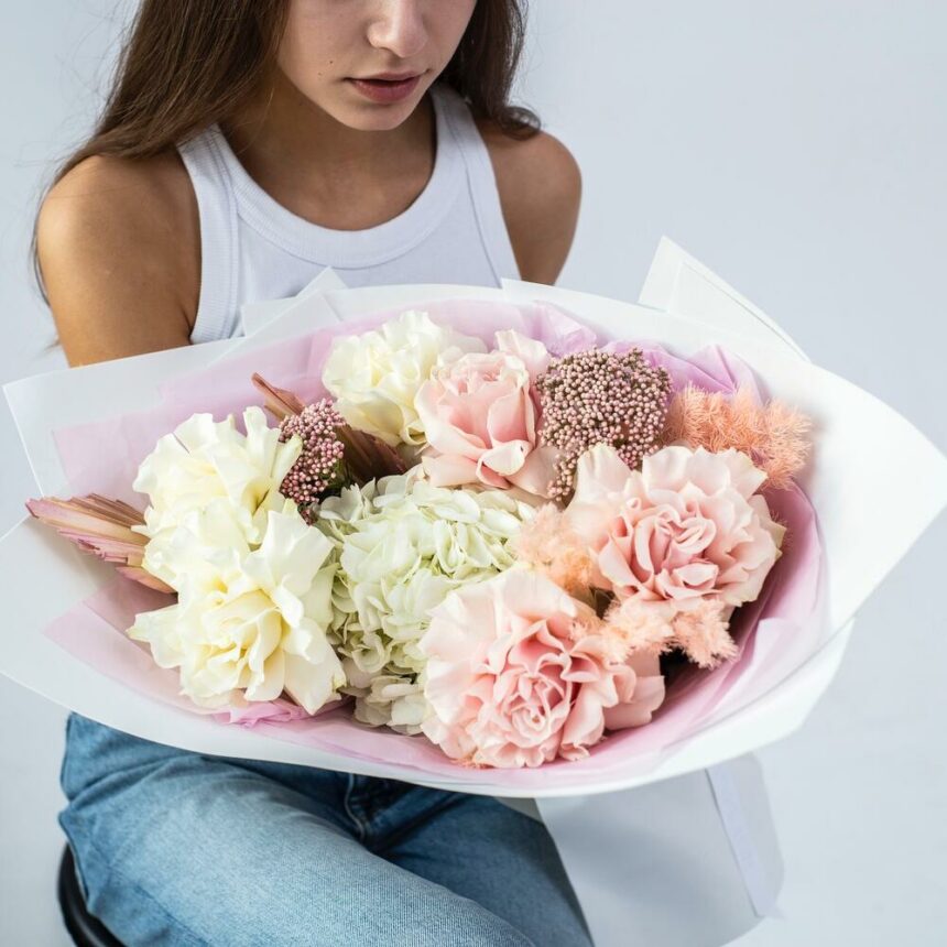 Bouquet de fleurs fraîches "lueur de cristal" | Monsieur Flower