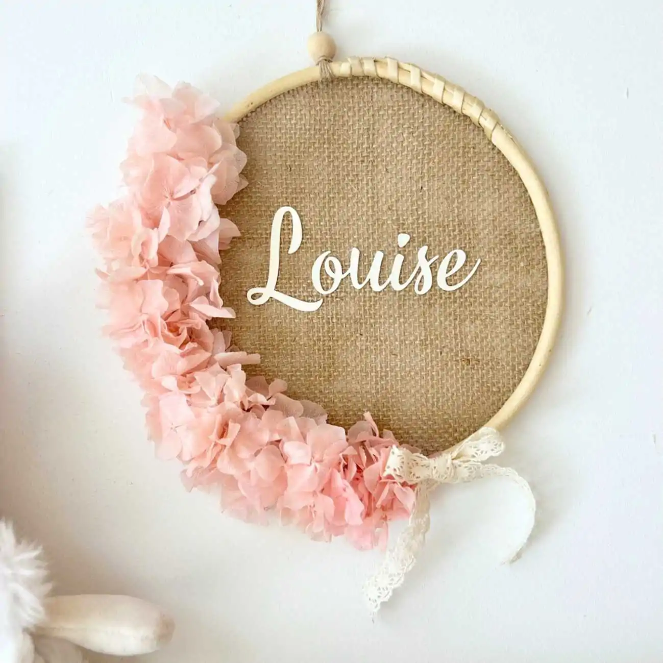 Couronne murale hortensia rose "Douceur" | Monsieur Flower